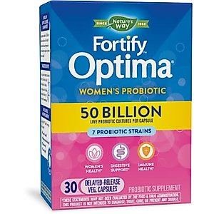 Nature's Way Fortify Optima Daily Probiotic for Women, 50 Billion Live Cultures, Digestive and Immune Health Support Supplement*, 30 Vegan Capsules