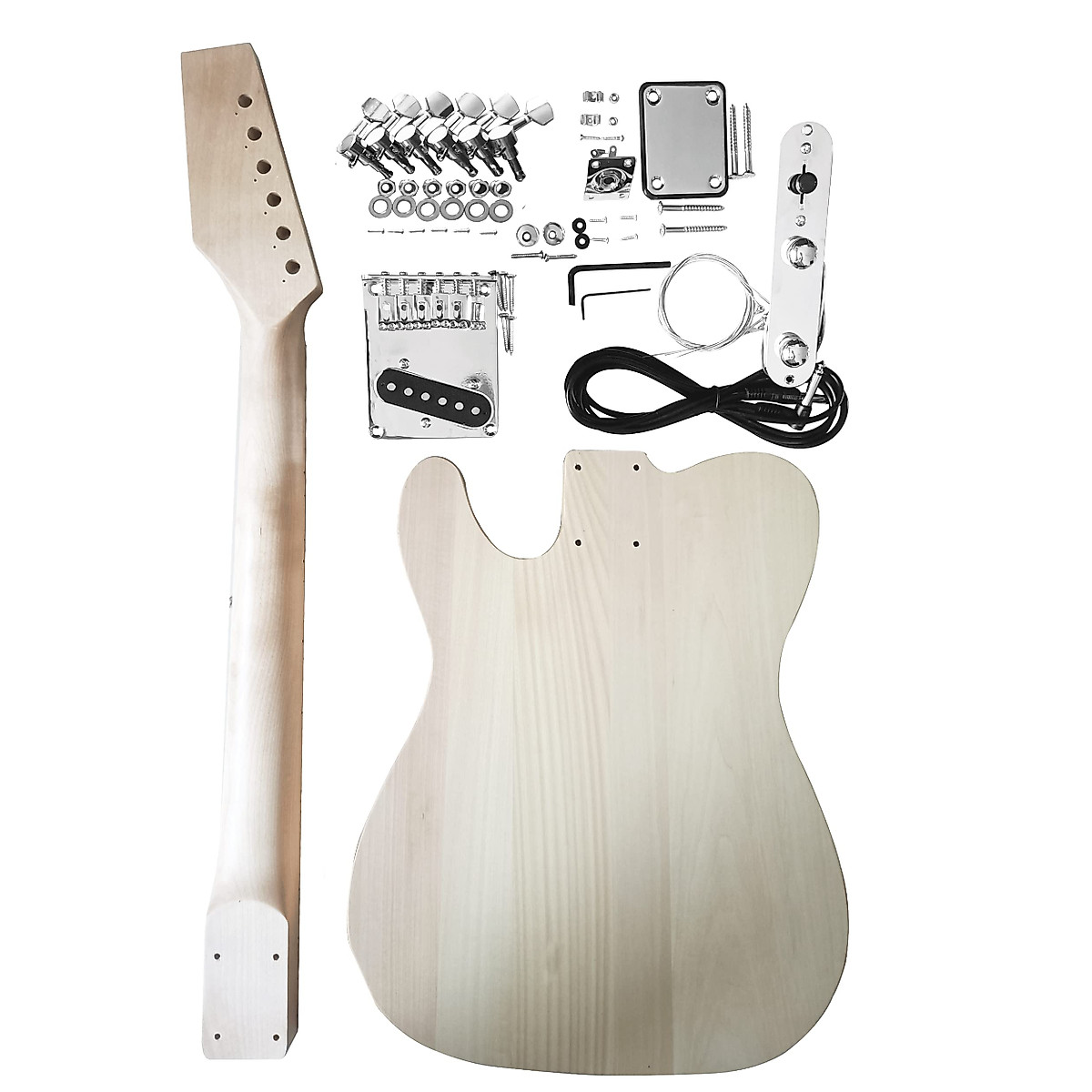 HENGYEE DIY Electric Guitar Kits 6 String Right Handed with Basswood Body maple neck & Rosewood fingerboard Chrome Hardware Build Your Own Guitar