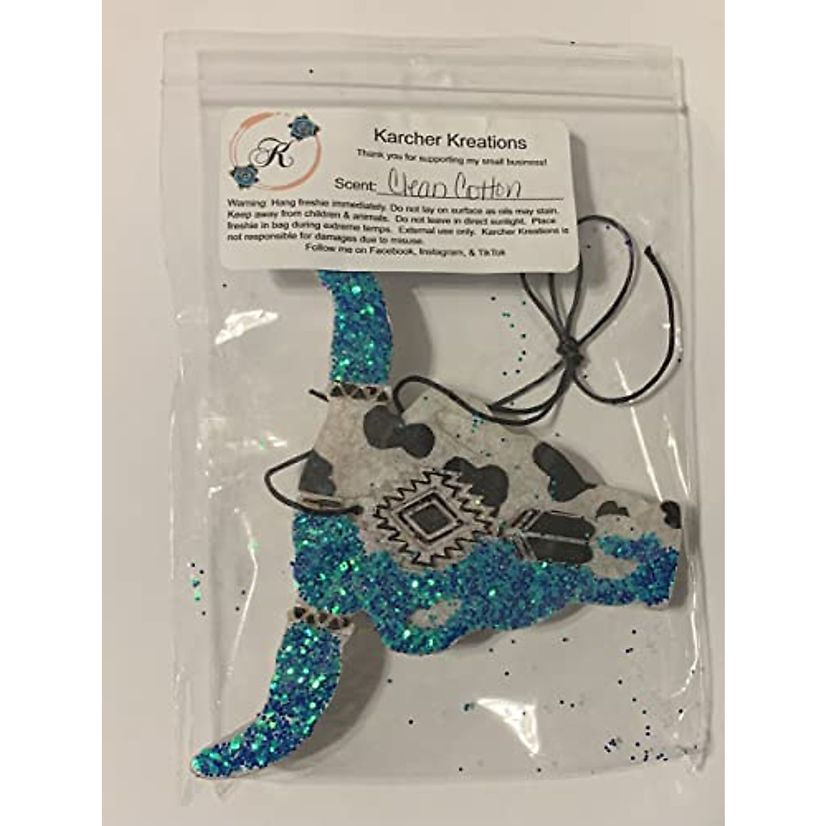 Custom Car Freshener, Bull skull scented in Clean Cotton