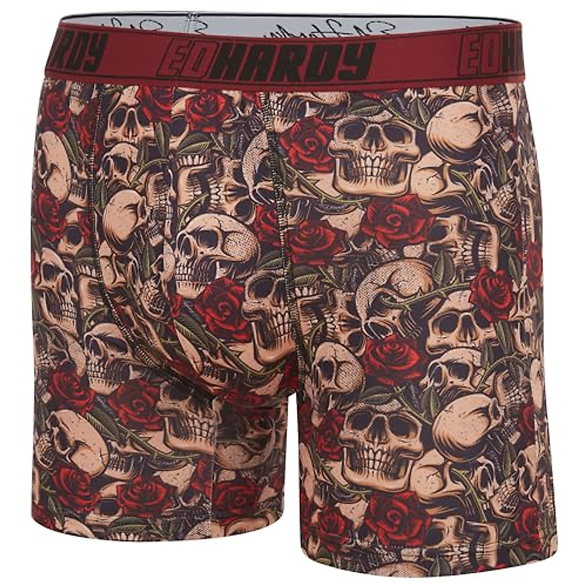 ED HARDY Men's Underwear Boxer Briefs - Comfortable, Breathable, Stylish Design 3 Pack, Dragon, Skulls, Tiger, Medium