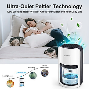 Dehumidifiers, JREAWD Portable Small Dehumidifiers for 320 Sq.Ft with Defrost Protection LED Light 40oz(1200ml) Ultra Quiet Dehumidifiers for Home Bedroom Bathroom Kitchen Closet Office RV
