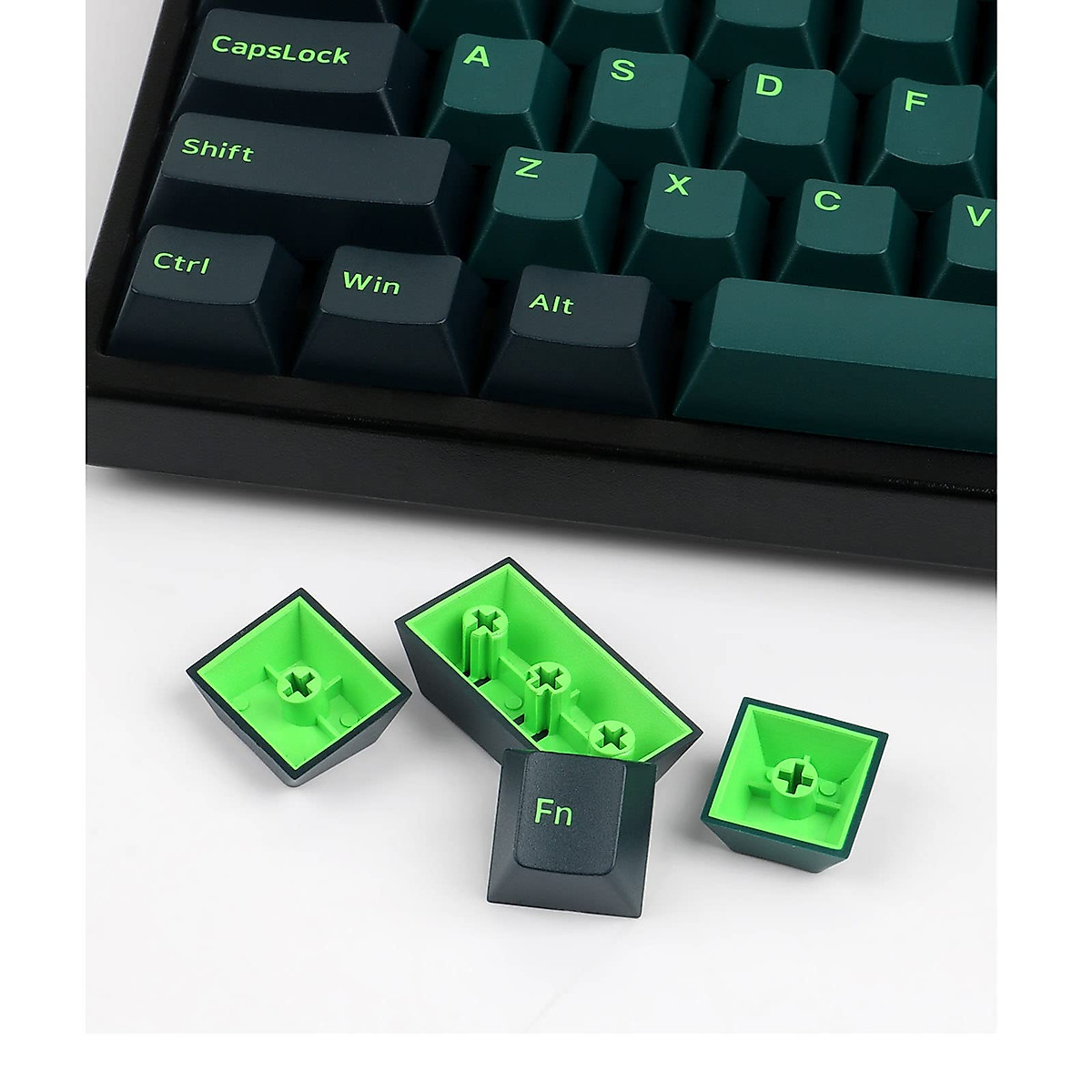 Gaming Keycaps Set Doubleshot PBT Keycap Set for Cherry 3000 for Mechanical Gaming Keyboard (Dark Green)