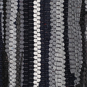 100% Cotton Rag Rug 3x5' Multicolor Chindi Rug - Hand Woven & Reversible for Living Room Kitchen Entryway Rug - Charcoal,Kitchen Rugs, Farmhouse Rugs, Rugs for Living & Bedroom,Woven Rugs