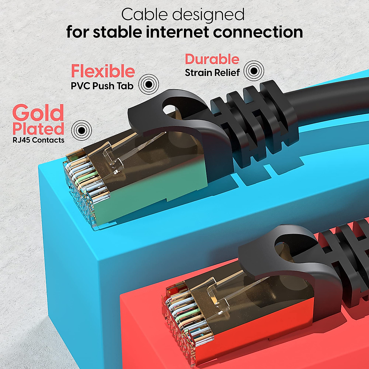 TalkWorks Network Cable Compatible w/Nintendo Switch OLED - 10 ft/3 m Long, Cat7 RJ45 Ethernet Cable-Fast Transmission for Stable Internet Connection & Gaming-Durable Cable for Multiplayer Games