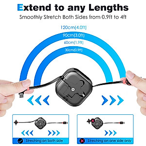 4.5A Multi Charger Cable - Retractable 3-in-1 USB with Lightning/Type C/Micro Ports - 2 Pack 4Ft Fast Sync for iPhone, Samsung, LG, Huawei, Tablets