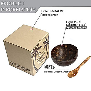 Set of 4 Vietnamese Coconut Bowls and Spoons by Okey Kitchen, 100% Natural, Organic, Eco-Friendly, Vegan, Buddha Smoothie Coco Bowl and Spoons from Ben Tre Artisan Craft (Polished)