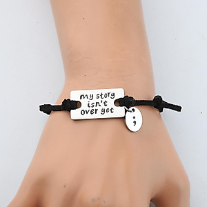 WUSUANED Semicolon Inspirational Bracelet Motivational Quote Jewelry Semicolon Charm Bracelet Gift For Women