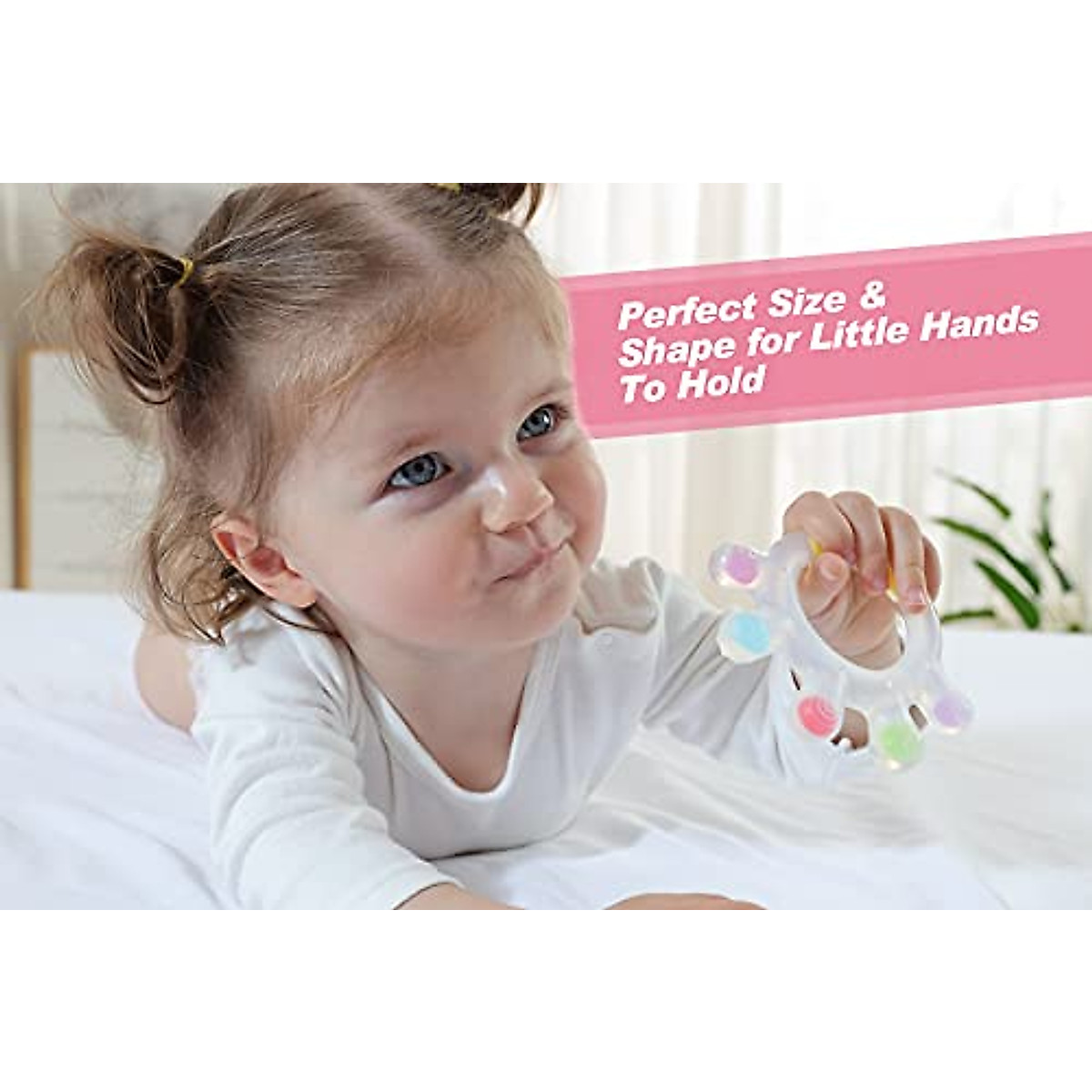 Haakaa Large-Palm Baby Teething Toys, Food Grade Silicone Teethers for Babies 0-6 Months/6-12 Months, BPA Free Teething Relief Baby Chew Toys