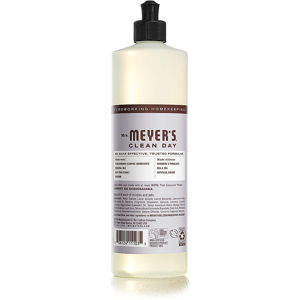 Mrs. Meyer's Liquid Dish Soap, Cruelty Free Formula, Lavender Scent, 16 oz (Pack of 2)