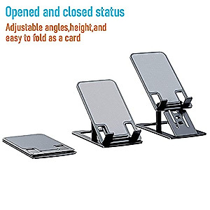 Cell Phone Stand,Bimawen Foldable Aluminum Alloy Ultra Slim Cell Phone Holder for Desk,or Device from 3" to 13"(Grey)