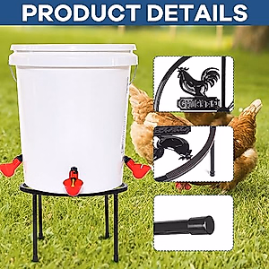 Metal Stand for Chicken Feeder Waterer, 2PCS Iron Stand Holder with Anti-Slip Strips for Buckets Barrels, Chicken Metal Stand for Feeder Waterer Port Indoor Outdoor Coop Poultry(Round)