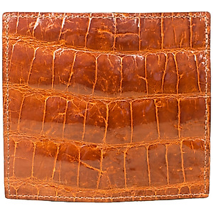 Genuine American Alligator Leather Checkbook Cover Handmade (Cognac)