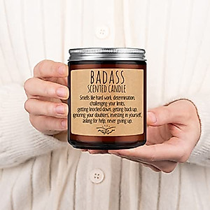 LEADO Badass Candle - Congratulations Gifts for Women, Men, Boss Lady Gifts, Proud of You, New Job, Promotion Gift - Funny Birthday, Graduation, Mothers Day, Inspirational Gifts, Mental Health Gifts