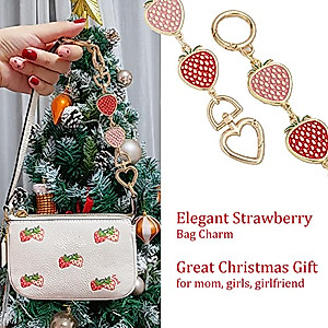 Bag Strap Extender Compatible with Coach Strawberry Collection Bags, Fashion Crossbody Purse Chain Strap Extender Extend Shoulder Strap Length, Stylish Strawberry Bag Charm (2 Red-Pink Strawberry)