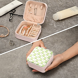 linqin Travel Jewelry Box Organizer Cute Frog Pattern Portable Jewelry Storage Box Case for Earring Rings Necklace Bracelets Accessories Gifts for Women Gis Wife Daughter