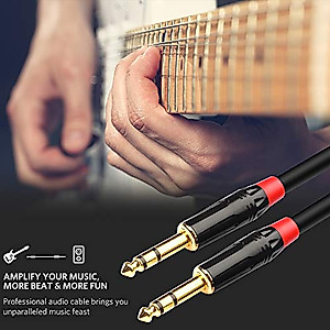 Tisino DISINO 1/4 inch TRS Cable, Heavy Duty 6.35mm Male to Male Stereo Jack Balanced Audio Path Cord Interconnect Cable - 16 feet/5 Meters