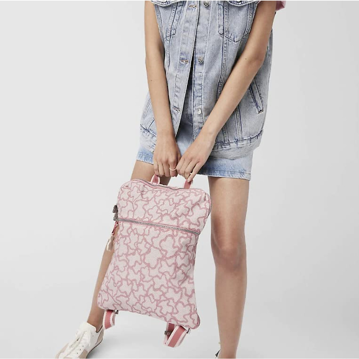 TOUS Pink Colored Nylon Backpack for Women, Kaos New Colores Collection