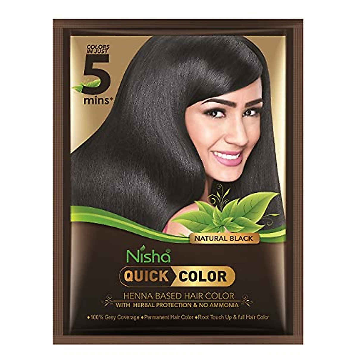 Nisha Quick Hair Color Henna-Based Herbal Protection & No Ammonia 100% Grey Coverage permanent Root Touch Up & Full Hair Color