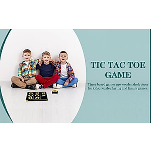 10" Large Elegant Premium Black Tic Tac Toe Board Game | Wooden Puzzle Game | Coffee Table Wooden Decor & Games | Lightweight Gold Plated Pieces