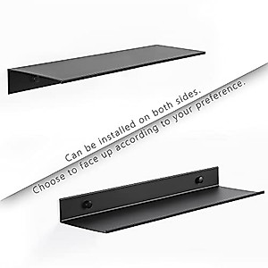 MITIME Floating Shelves Wall Mounted Set of 2, Aluminum Alloy Hanging Small Shelf 16 Inch Modern Shelves for Bedroom Bathroom Living Room Kitchen Office (16" Set of 2)