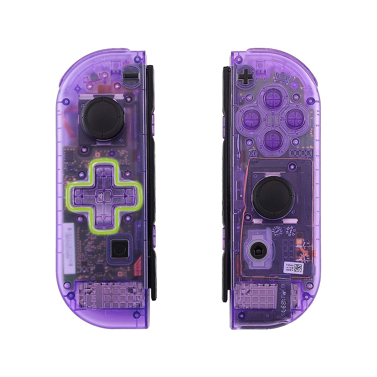 eXtremeRate Back Plate for Nintendo Switch Console, NS Joycon Housing Shell (D-Pad Version) with Full Set Buttons, DIY Replacement Shell for Nintendo Switch - Clear Atomic Purple