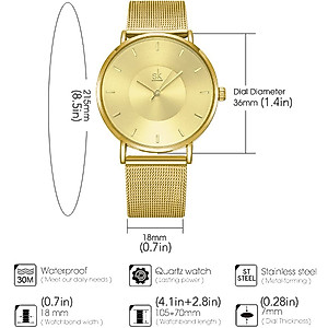 SHENGKE Simple Watches Analog Mesh Watches for Women Stainless Steel Band reloj de Mujer (K0059-GD)