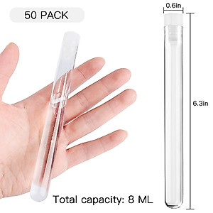 Temedon 50pcs Test Tubes, 16x150mm(25ml) Plastic Test Tubes with Caps for Lash Wands, Candy Storage, Scientific Experiments, Plant Propagation