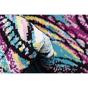 Unique Loom Metro Collection Modern Abstract Henna Floral Area Rug, 9 x 12 ft, Black/Ivory