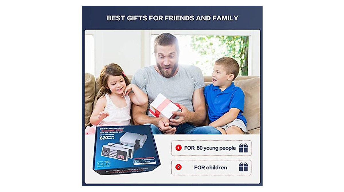 Retro Game Console with 620 Built-in Games - Perfect Gift for All Ages