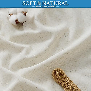 RYB HOME Natural Linen Blended French Door Curtain Privacy Light Filgtering Tricia Window Door Curtain for Patio Sidelight Glass Blind Tie Up Shade for Kitchen, W 26 x L 69 in, 1 Pc