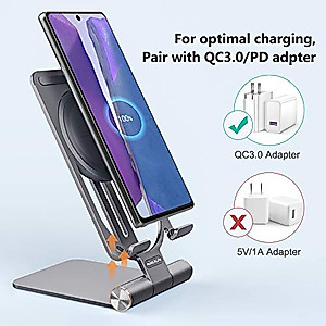 Nillkin Fast Wireless Charger Stand Adjustable - Qi Wireless Charging Stand for iPhone 15 14 13 12 pro max/Pro/Plus, Samsung Galaxy S23 S22 Ultra S21 Plus S20, Note 20/10+/9 and More, Gray