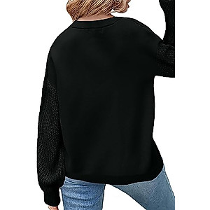 INFULEIMU Girls Sweaters Crewneck Long Sleeve Kids Christmas Sweater Winter Knit Chunky Pullover Jumper 5-14 Black