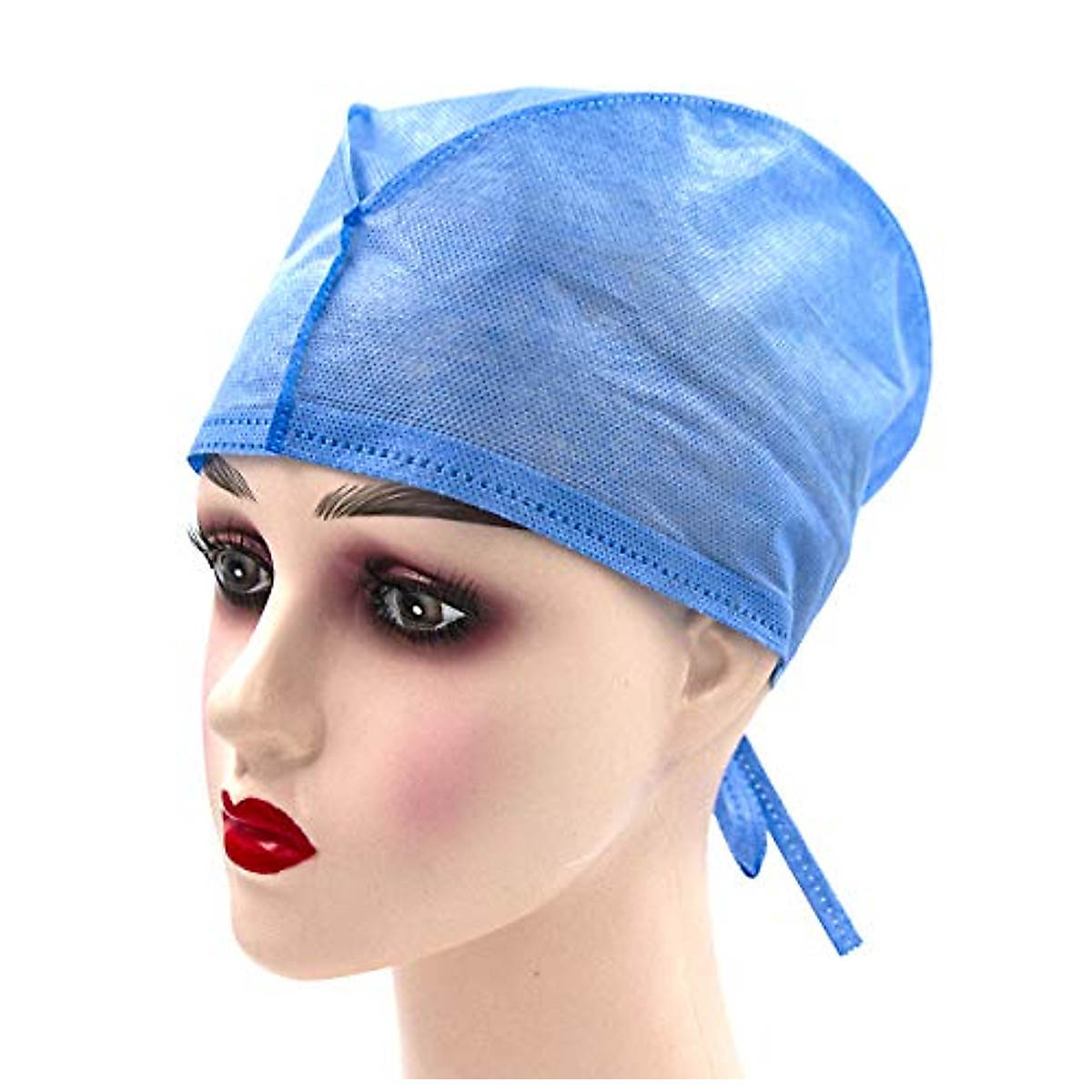LIFESOFT Disposable Scrub Caps Working Dental Hats Tie Back Closure Blue (100)