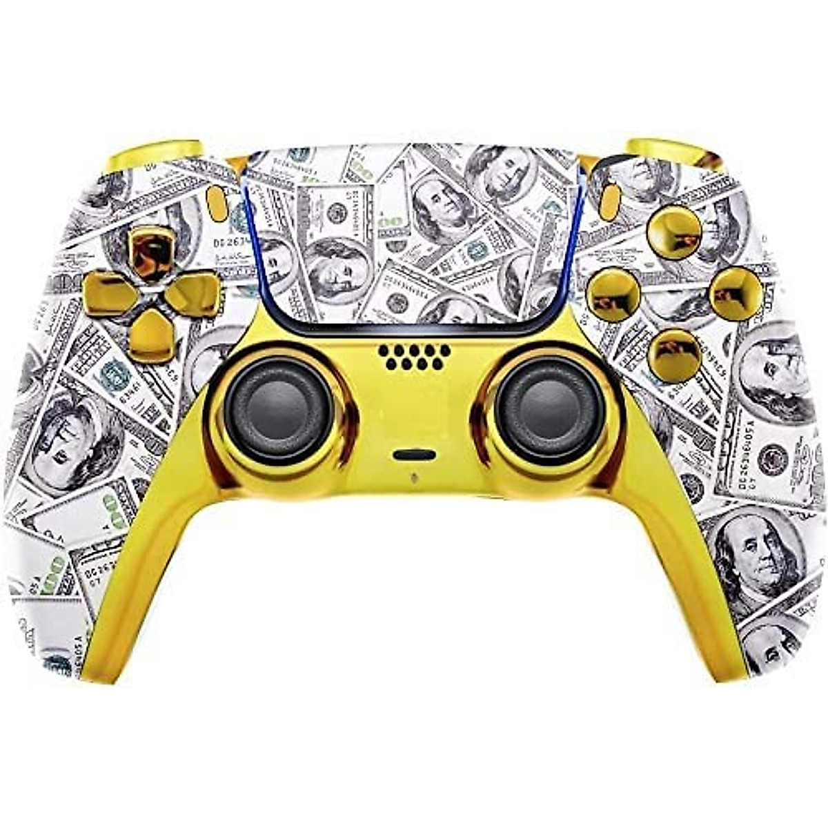 MODDEDZONE Custom Wireless Controller compatible with PS5 Exclusive Unique Designs | Personalize Your Gaming Experience and Exceptional Performance| Compatible with Playstation 5 (Gold Money)