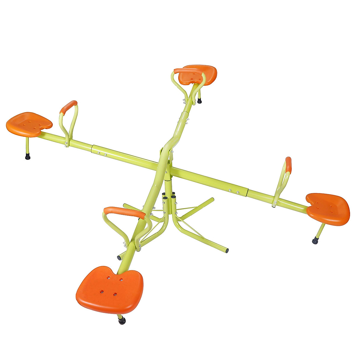 SUPER DEAL Kids Teeter Totter, 4 Seat Seesaw 360° Rotate All Steel Extendable Tubes Weather and Rust Resistant for Indoor Outdoor Playground