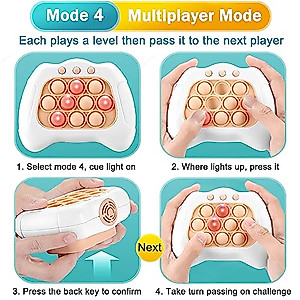 TOMFANCY Quick Push Light Up Pop Fidget Toys Puzzle Handheld Game Console Press Popping Toy Birthday Gift for Kids Ages 3+ Adult Blue