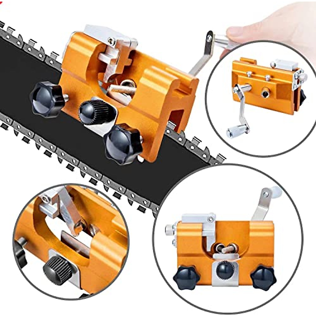 Chainsaw Chain Sharpening Jig, Portable Hand Crank Chainsaw Blade Sharpener Chainsaw Sharpening Kit Suitable for 4"-22" Chain Saws & Electric Saws, Keep Your Chain Saw in Top Shape