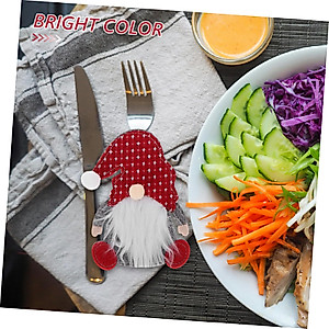 Kichvoe Christmas Cutlery Bags 12pcs Gnome Tableware Pouch Xmas Flatware Holder Cover Holiday Table Chopsticks Spoon Fork Pouches for Christmas Table Decoration