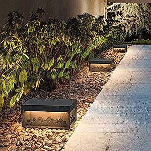 JSBDPHW Solar Pillar Lamp Outdoor Waterproof Lawn Light Metal Square LED Post Light Villa Fence Column Light Acrylic Lamp Shade Garden Gate Base Light