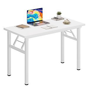 DlandHome Folding Desk Small Desk 31.5 inches Small Computer Desk for Home Office Folding Table Writing Table for Small Spaces No Assembly Required White & White Frame