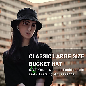 Oversize XXL Cotton Bucket Hat, Unisex Reversible Trendy Fisherman Hats, Double Side Wear Fishing Hat Summer Sun Hat