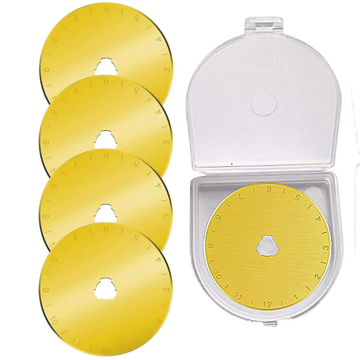 Rotary Cutter Blades, 45mm Replacement Blades 5Pack,Fits Fiskars,OLFA,Martelli,Dremel,Truecut,DAFA,Fabric Cutting Blades Refill for Quilting Scrapbooking Sewing Arts &Crafts,SKS-7,Titanium Coated