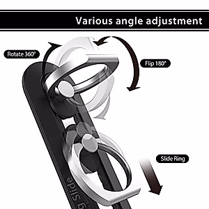 iRing Slide, Made in Korea, Wireless Charging Compatible. Simply Slide The Ring Down to Charge. Includes Hook Mount for Car Cradle or Wall. AAUXX Original Ring Grip Finger Holder Stand (Black)