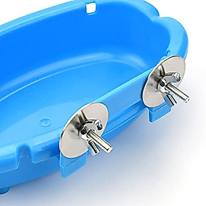 Mygeromon Bird Bath for Cage- Small Tub Bowl for Hang Inside Cage Birdbath Shower for Parrot/Parakeets/Cockatiels/Canary/Budgerigar (Blue)