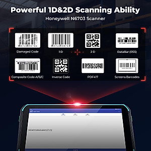 MUNBYN Rugged Tablet Scanner, Android 13 6GB+128GB Industrial Tablet, 8" Inventory Tablet, Equip with Honeywell N6703 1D 2D Scan Engine, IP66 Enterprise Tablet with Barcode Scanner for Warehouse