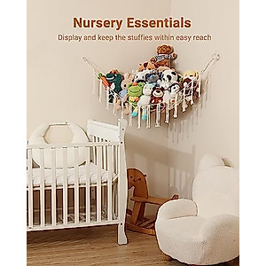 iKeelo Stuffed Animal Storage Hammock(2 Pack), Nursery Hanging Organizer for Teddy Bears and Plush Toys, 55x40x40in Large Corner Stuffy Holder for Kids Bedroom and Playroom