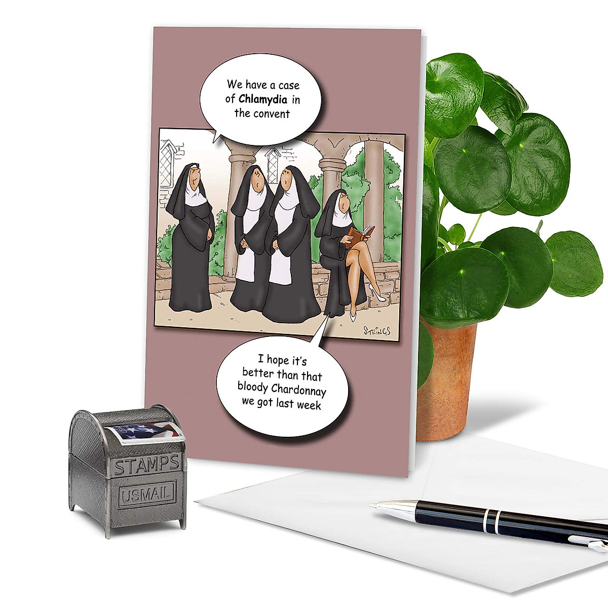 NobleWorks - 1 Funny Happy Birthday Card - Cartoon Humor for B-Day, Stationery for Men and Women - Convent 4437