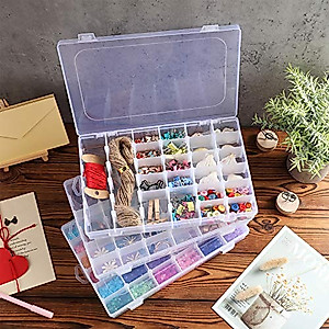 5 Pieces Plastic Jewelry Storage Organizer Boxes Clear Container with Removable Dividers for Beads Nail Art Painting Rhinestone Embroidery Fishing Tackles DIY Crafts Accessories (36 Grids)