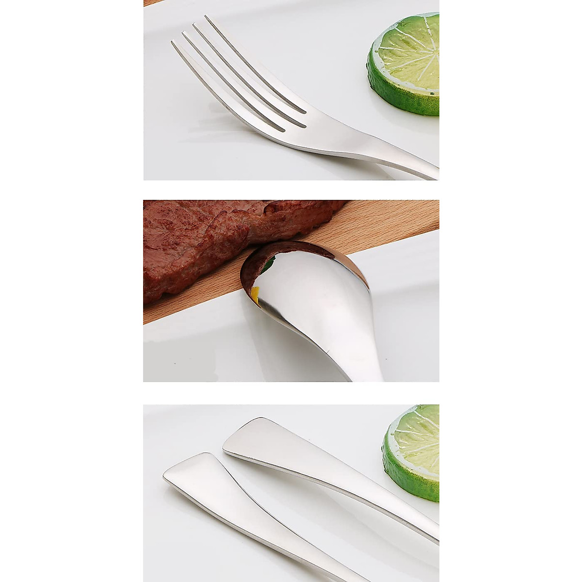 EVISSMANN Stainless Steel Utensils Set for 4 Silverware 16-piece Kitchenware Dinnerware Set Rust Proof Mirror Polished, Dishwasher Safe