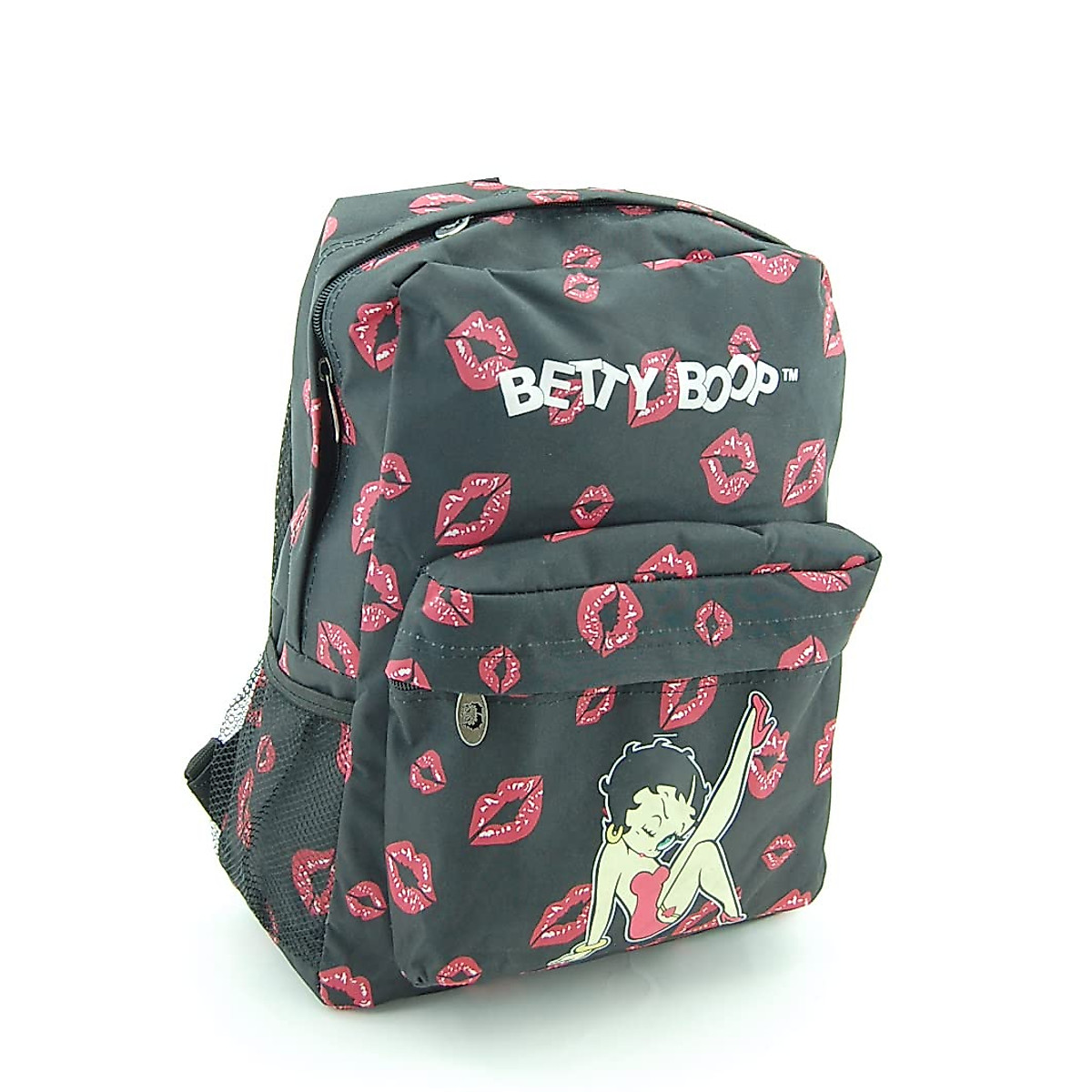 Betty Boop Microfiber 16" Height Backpack and Key Ring (Black)